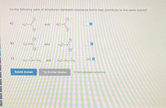 Solved do the following pairs of structures represent | Chegg.com