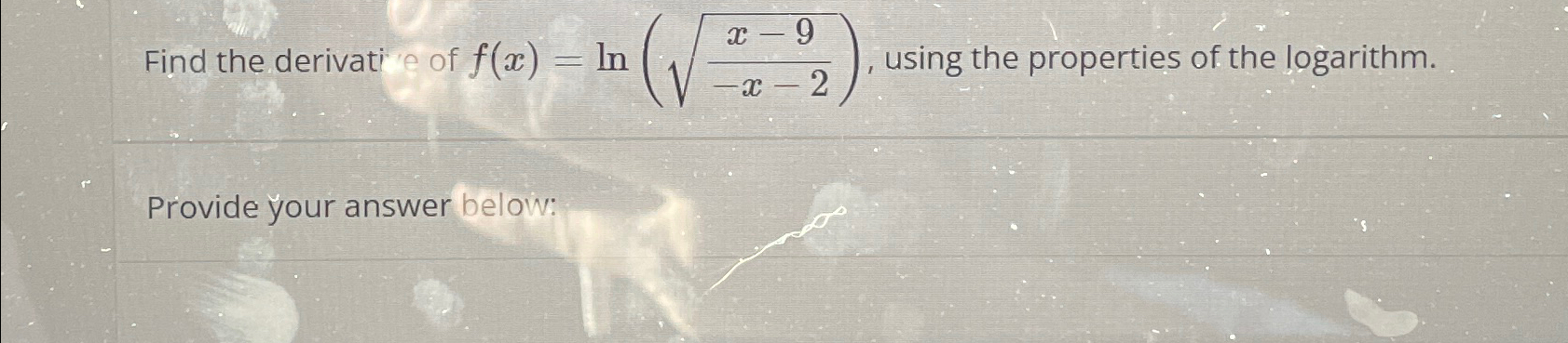 Solved Find the derivati ef f(x)=ln(x-9-x-22), ﻿using the | Chegg.com