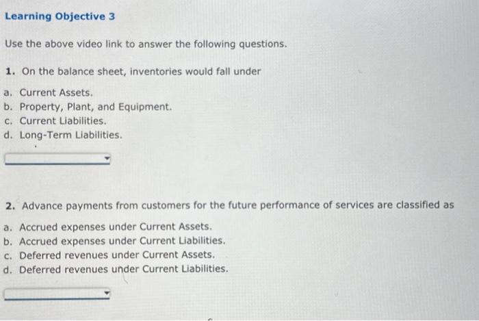 Solved Learning Objective 3 Use the above video link to | Chegg.com