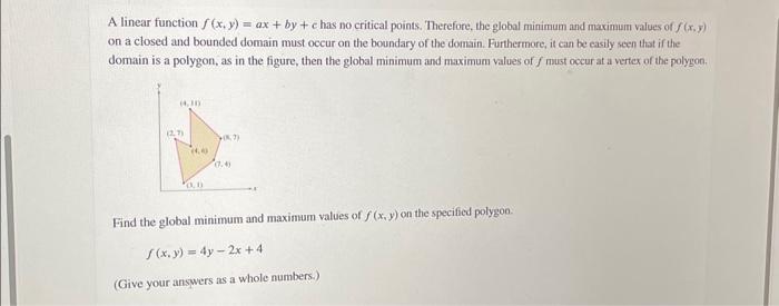Solved A linear function f(x,y)=ax+by+c has no critical | Chegg.com