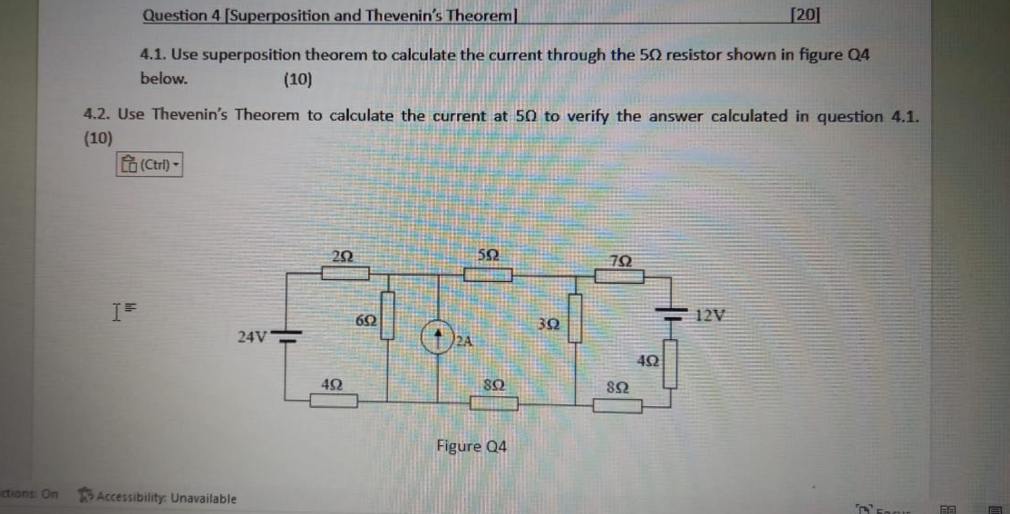 Solved Question 4 [Superposition and Thevenin's | Chegg.com