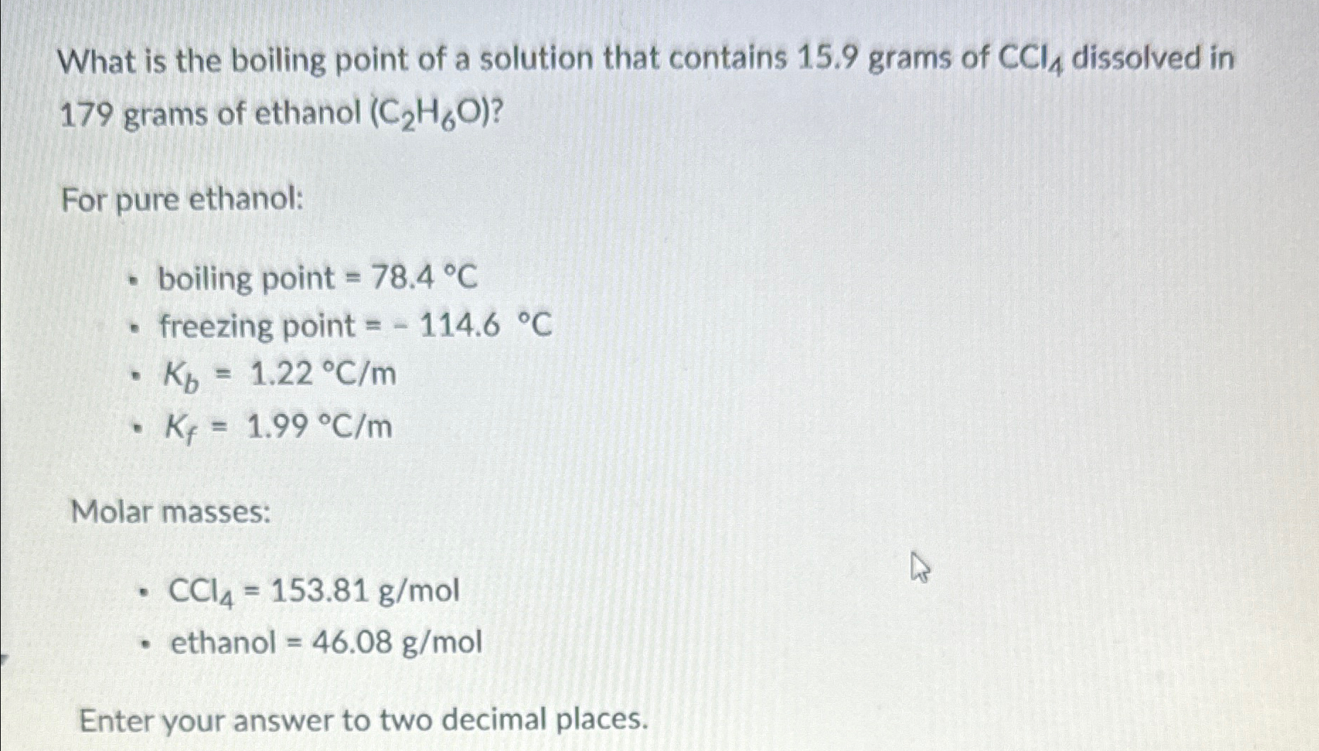 Solved What is the boiling point of a solution that contains | Chegg.com