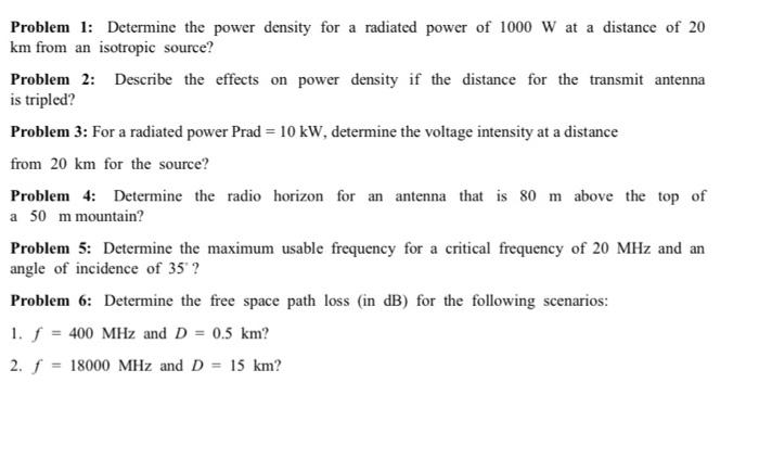 Problem 1: Determine the power density for a radiated | Chegg.com