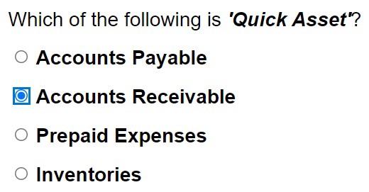Solved Which of the following is 'Quick Asset'? Accounts | Chegg.com