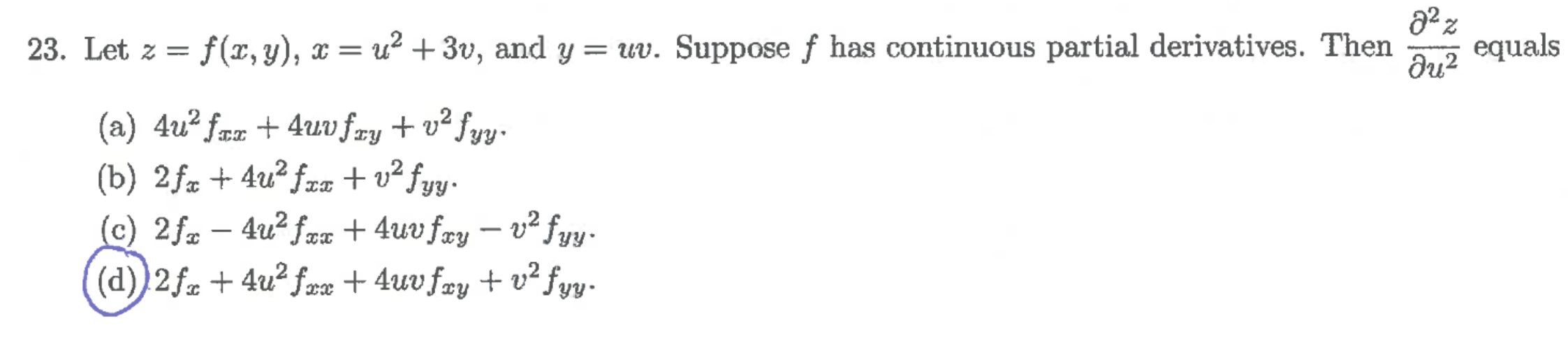 Solved Let z=f(x,y),x=u2+3v, ﻿and y=uv. ﻿Suppose f ﻿has | Chegg.com