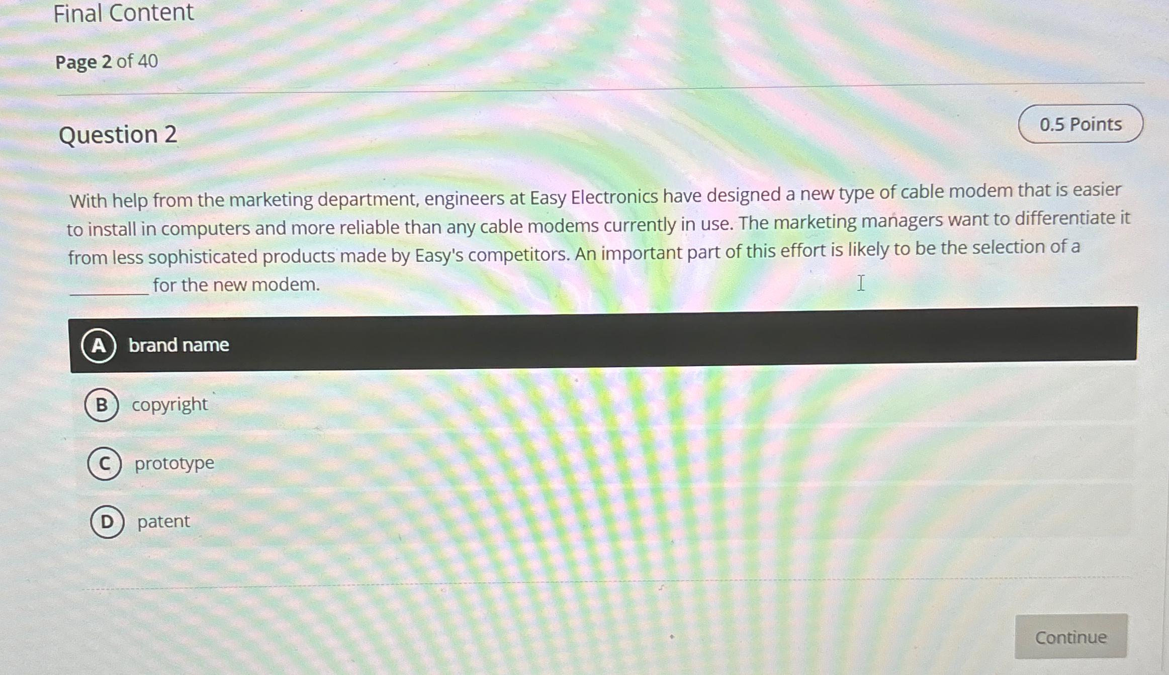 Solved Final ContentPage 2 ﻿of 40Question 2With help from | Chegg.com
