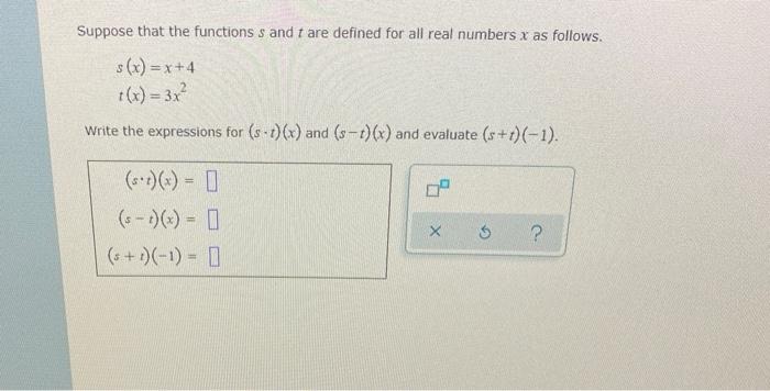 Solved Suppose that the functions s and t are defined for | Chegg.com