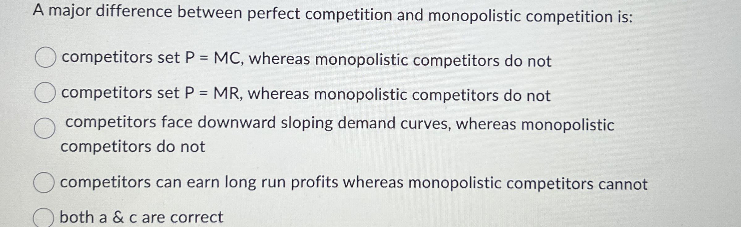 Solved A major difference between perfect competition and | Chegg.com