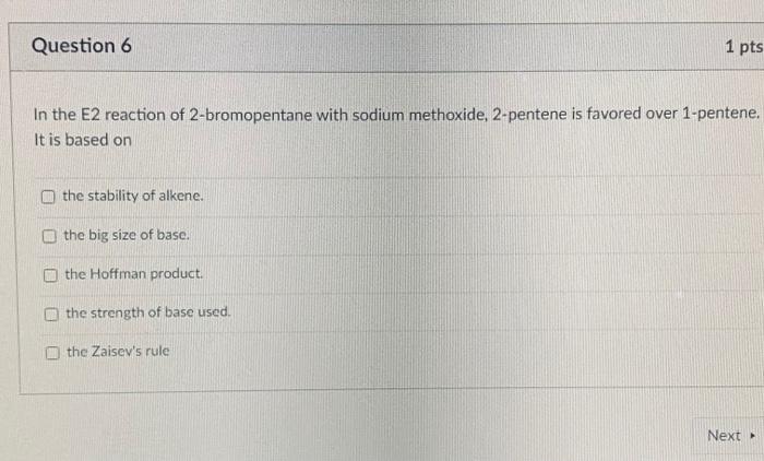 Solved In the E2 reaction of 2-bromopentane with sodium | Chegg.com