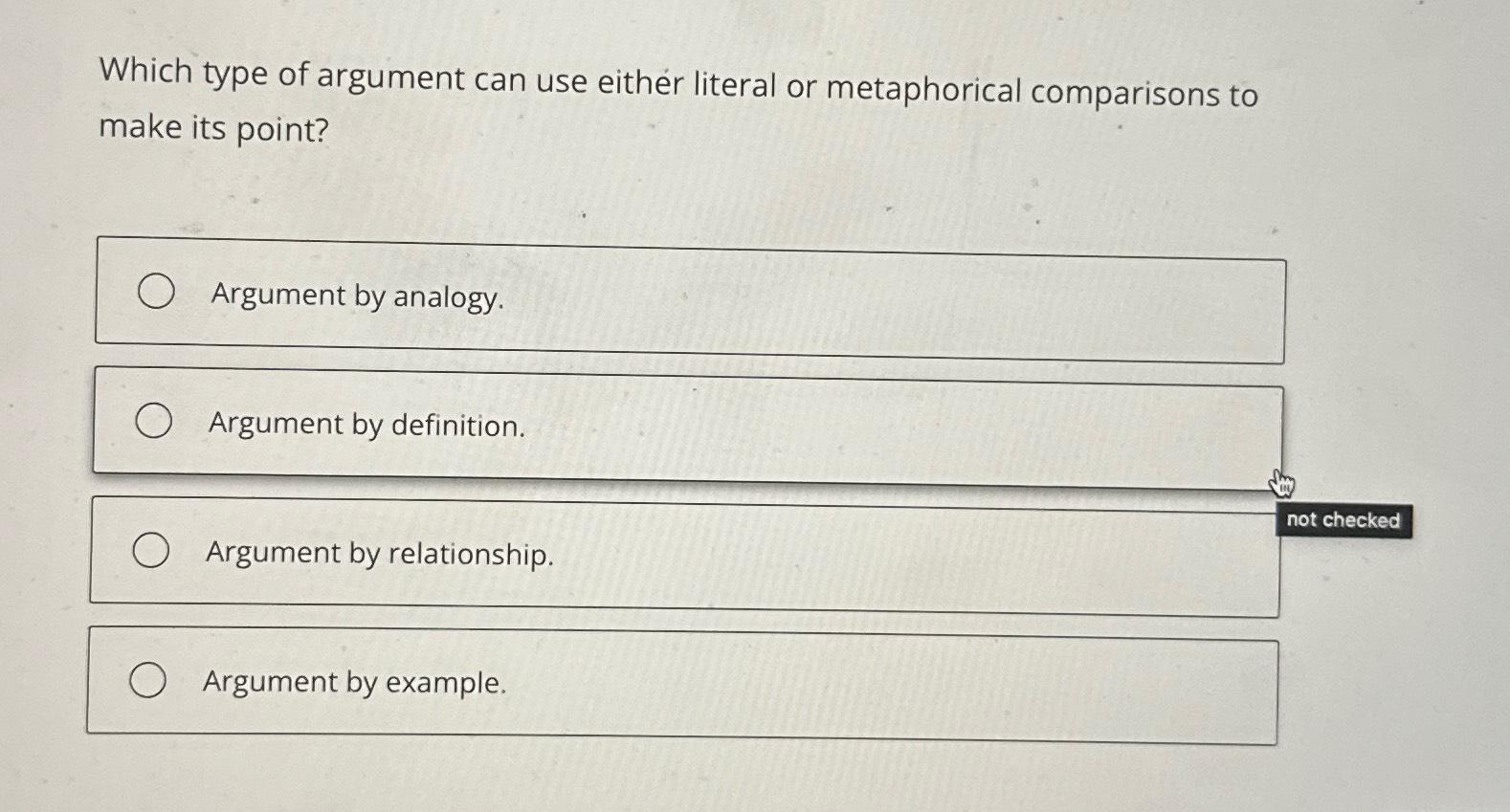 Solved Which type of argument can use either literal or | Chegg.com