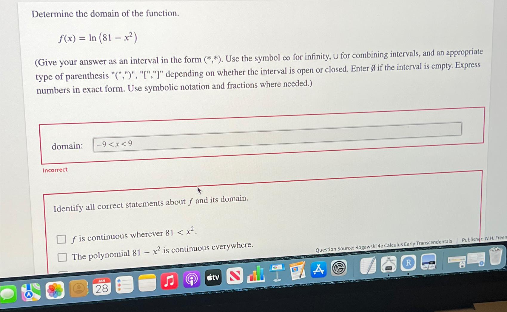 Solved Determine the domain of the | Chegg.com