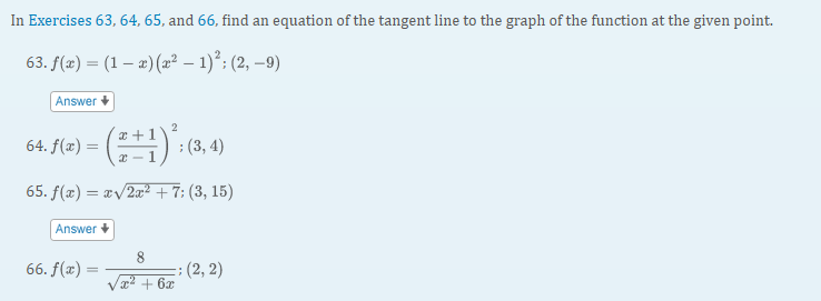 Solved In Exercise 66, ﻿find an equation of the tangent line | Chegg.com