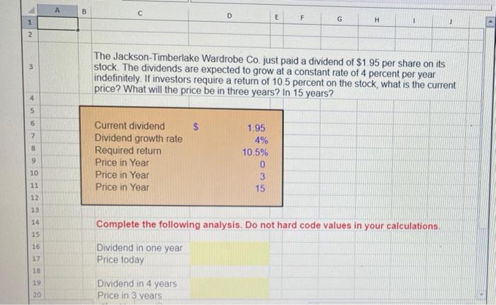 Solved P B с D E F G H 1 2 3 The Jackson-Timberlake Wardrobe | Chegg.com