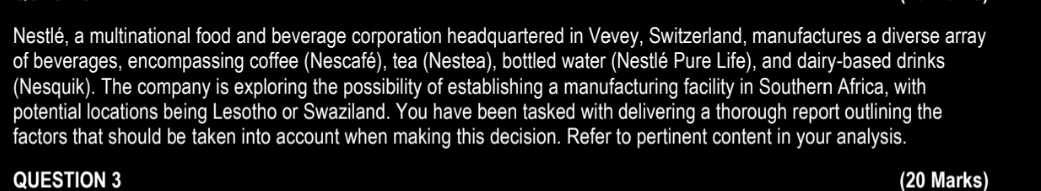 Solved Nestlé, ﻿a multinational food and beverage | Chegg.com