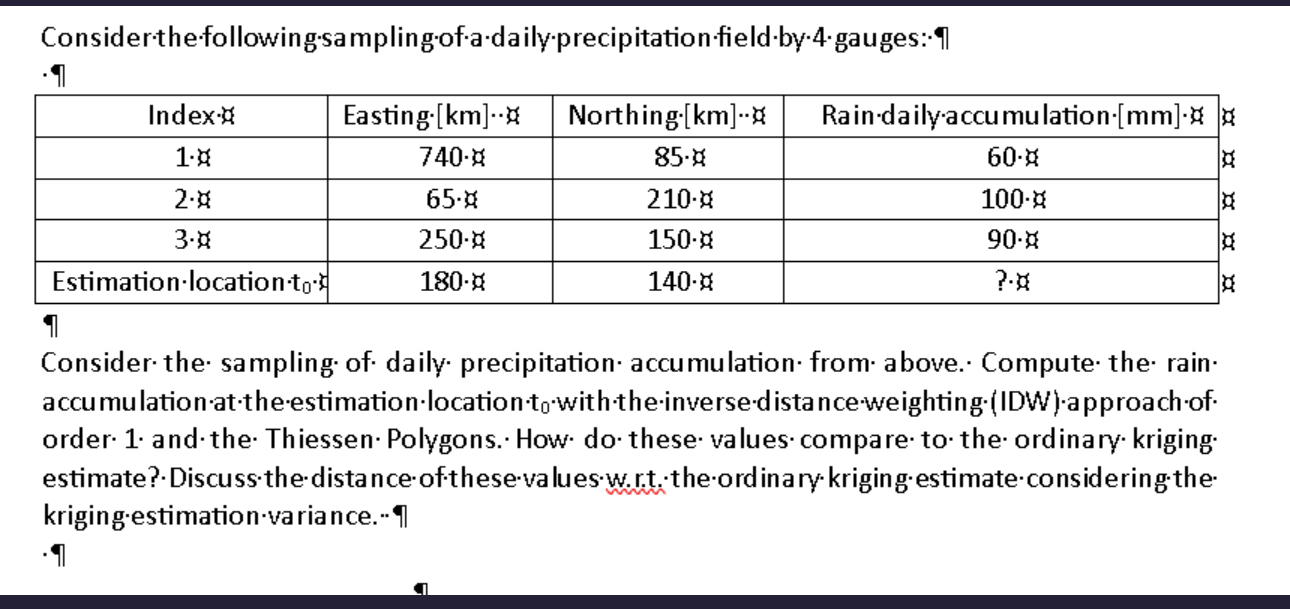 Calculate missing precip estimate using IDW and | Chegg.com