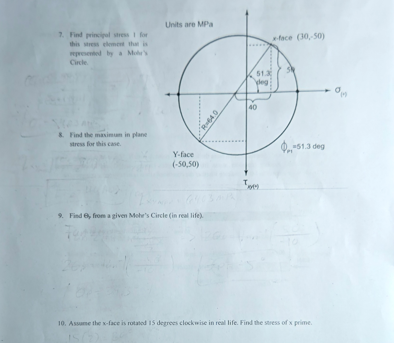 Solved 7. ﻿Find principal stress 1 ﻿for this stress element | Chegg.com