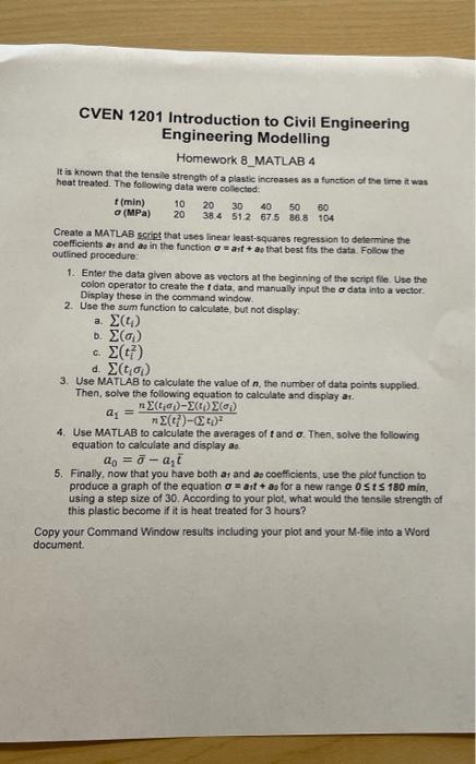 Solved CVEN 1201 Introduction to Civil Engineering | Chegg.com