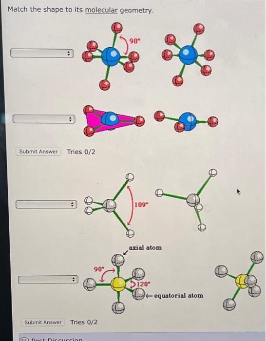 Solved Match the shape to its charge cloud geometry. Submit | Chegg.com
