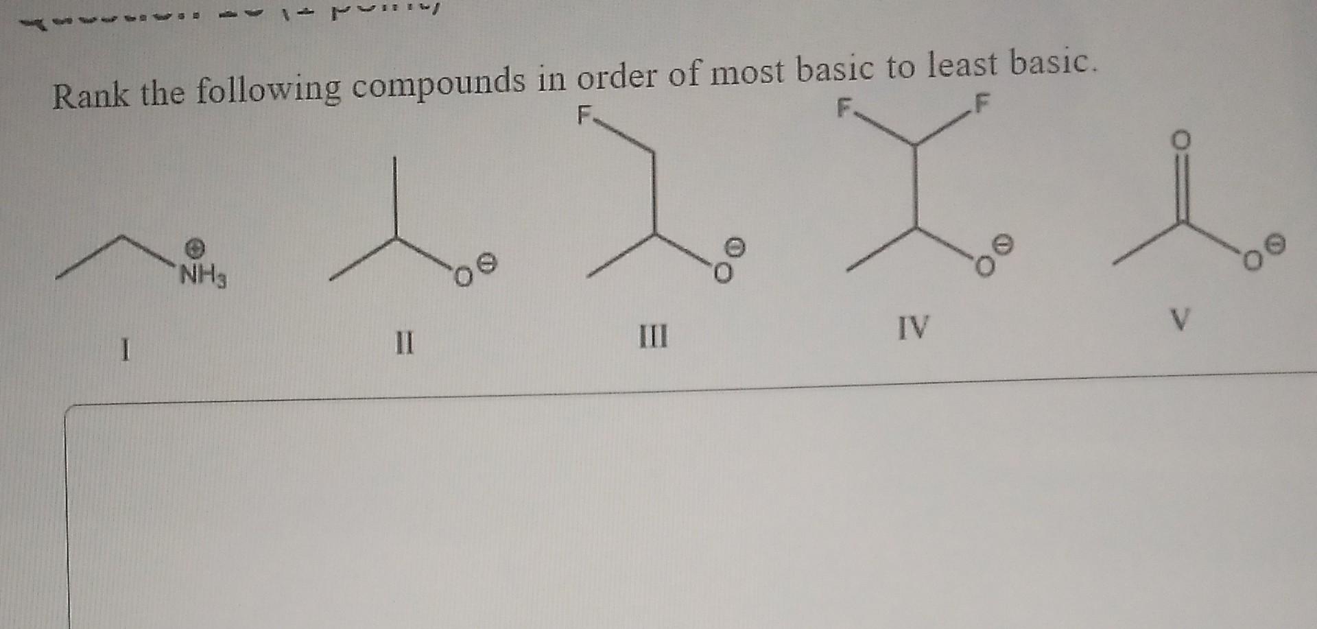 Solved Rank the following compounds in order of most basic | Chegg.com