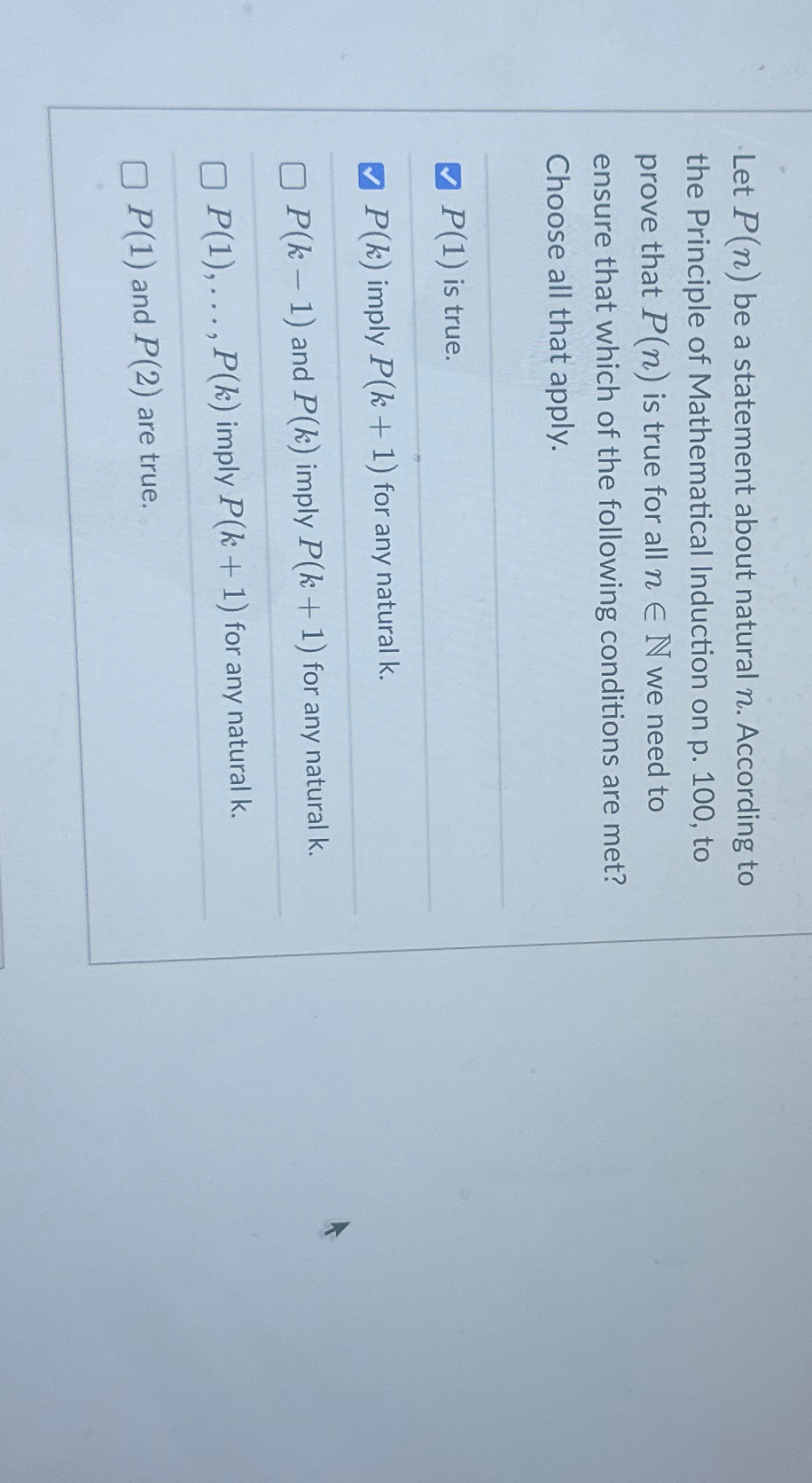 Let P(n) ﻿be a statement about natural n. ﻿According | Chegg.com