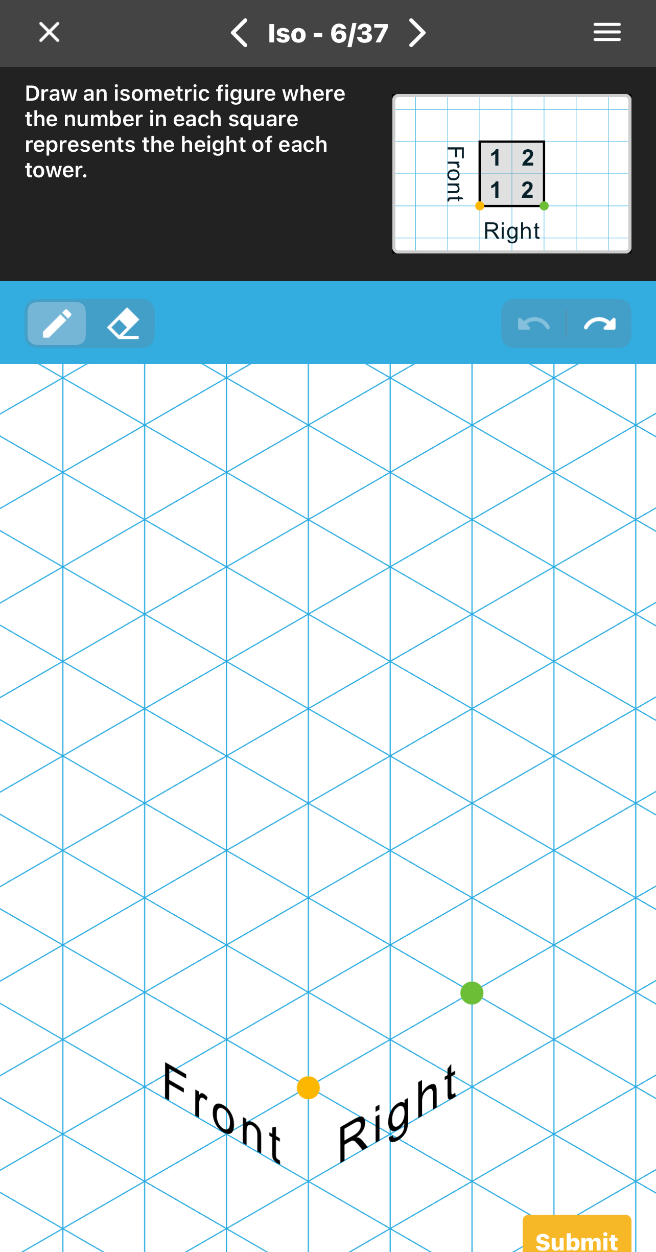 Solved Iso - 6/37Draw an isometric figure where the number | Chegg.com