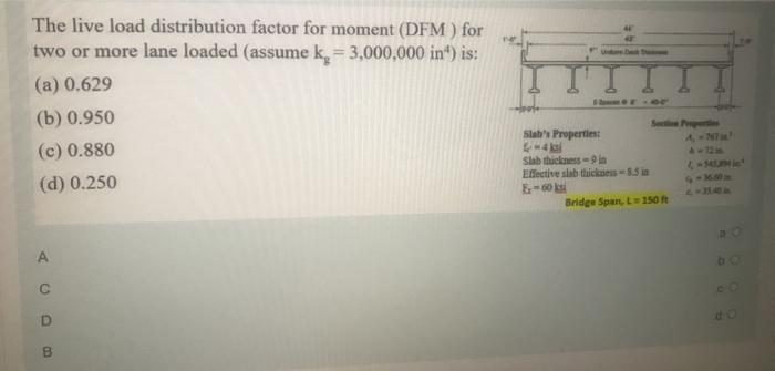 Solved The live load distribution factor for moment (DFM ) | Chegg.com