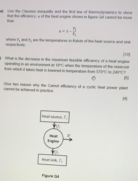 Solved ) Use the Clausius inequality and the first law of | Chegg.com