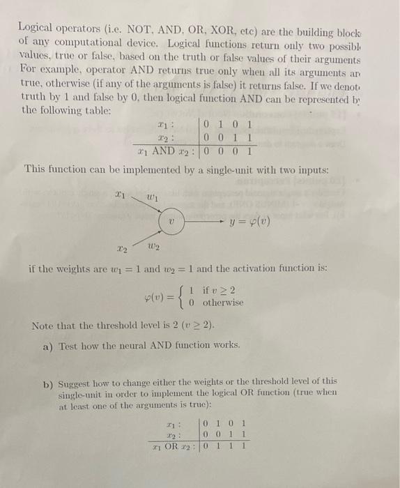 Solved Logical operators (ie. NOT. AND, OR, XOR, etc) are | Chegg.com