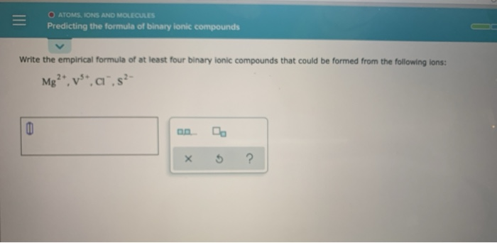 Solved O ATOMS, IONS AND MOLECULES Predicting the formula of | Chegg.com