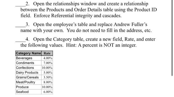 2. Open the relationships window and create a | Chegg.com