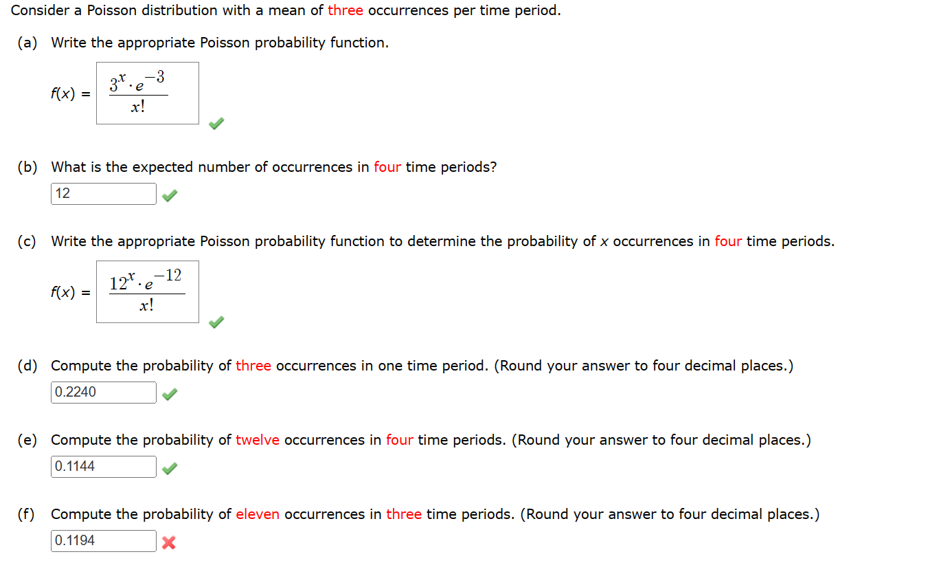 Solved Consider a Poisson distribution with a mean of three | Chegg.com