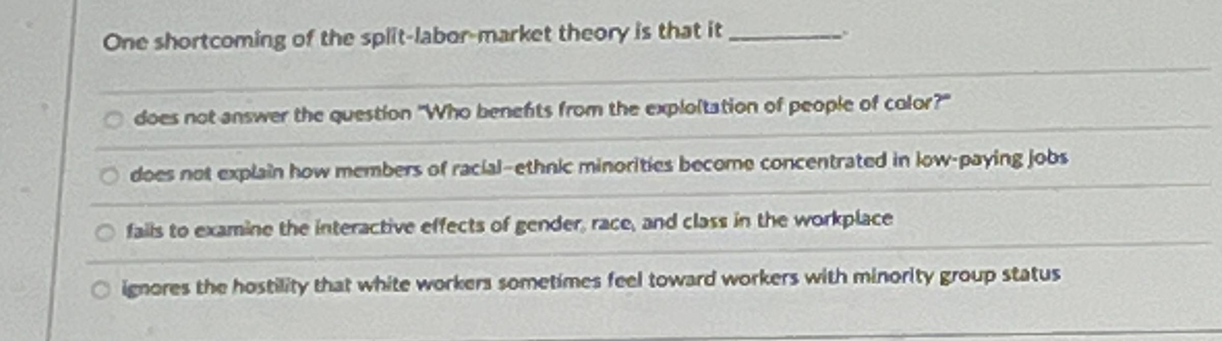 Solved One shortcoming of the split-labor-market theory is | Chegg.com