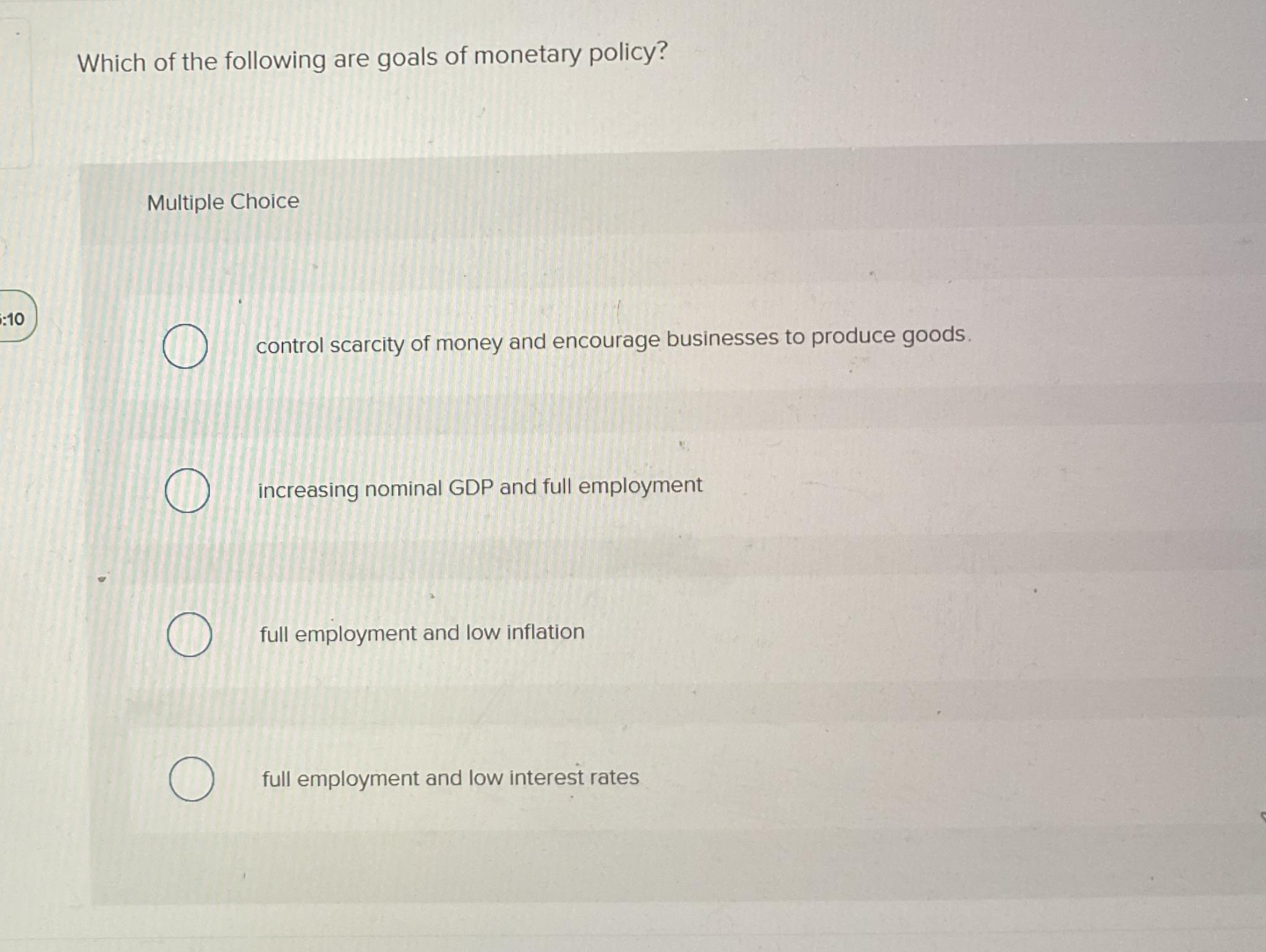 Solved Which of the following are goals of monetary | Chegg.com