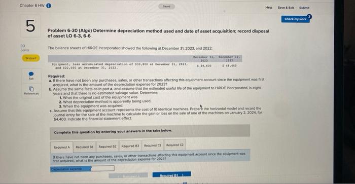 Solved Problem 6-30 (Algo) Determine depreciation method | Chegg.com Solved Problem 6-30 (Algo) Determine depreciation method | Chegg.com