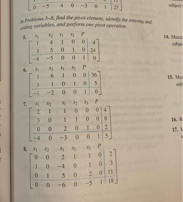 Solved In Problems 5-8, find the pivot element, identify the | Chegg.com