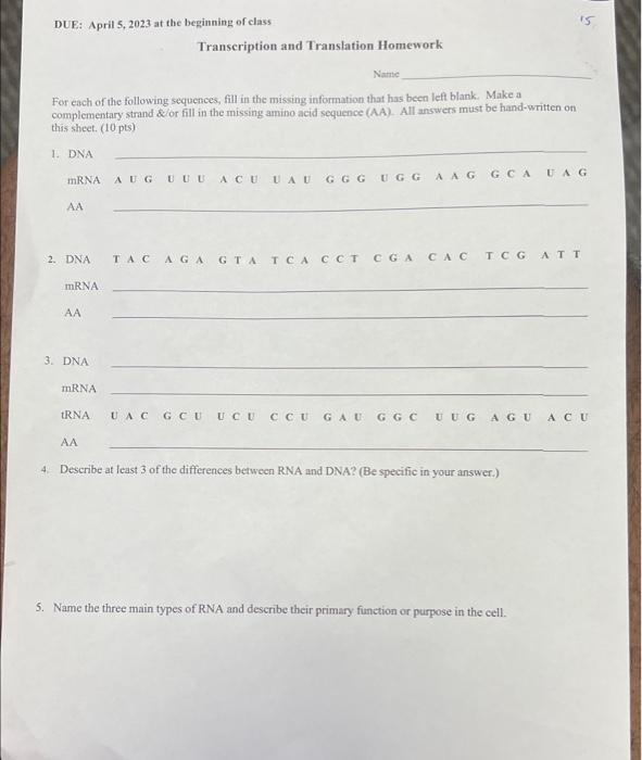Solved For each of the following sequences, fill in the | Chegg.com