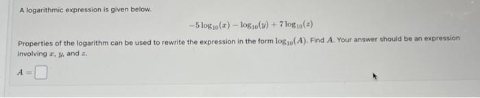 Solved A logarithmic expression is given below. | Chegg.com