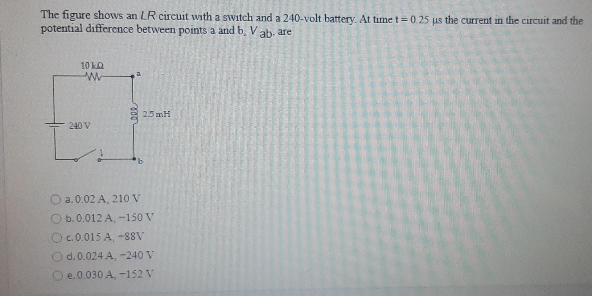 Solved The figure shows an LR circuit with a switch and a | Chegg.com