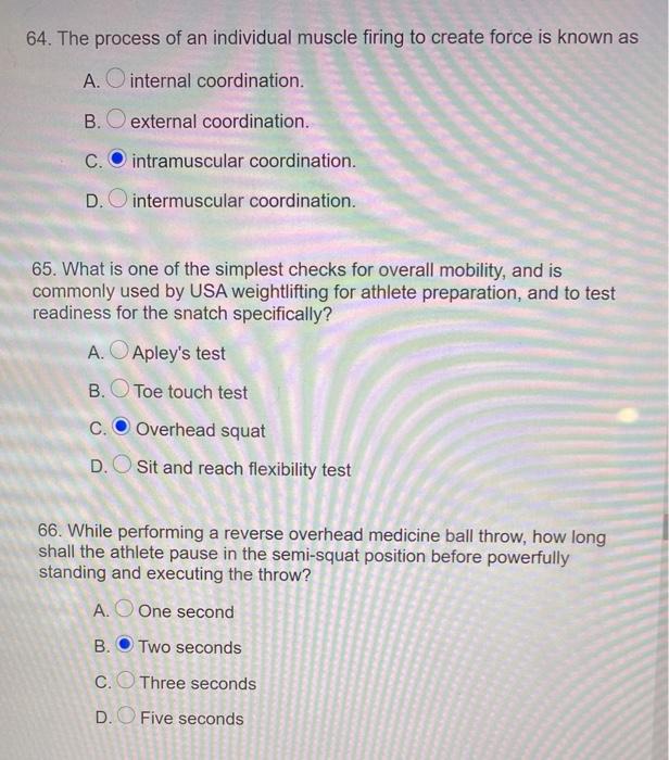 Solved 64. The process of an individual muscle firing to | Chegg.com