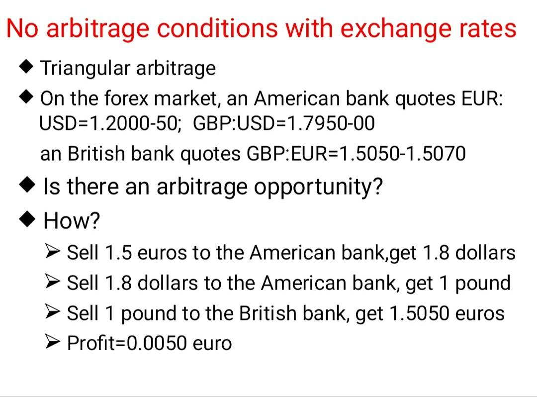 Solved No arbitrage conditions with exchange rates - | Chegg.com