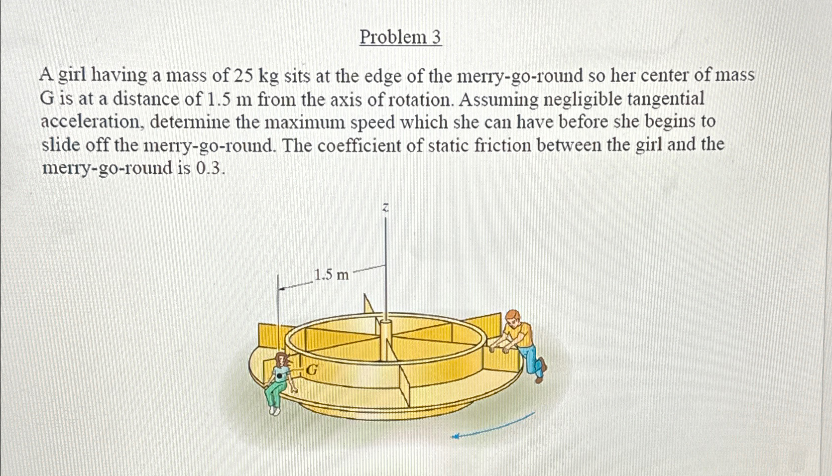 Solved Problem 3A girl having a mass of 25kg ﻿sits at the | Chegg.com