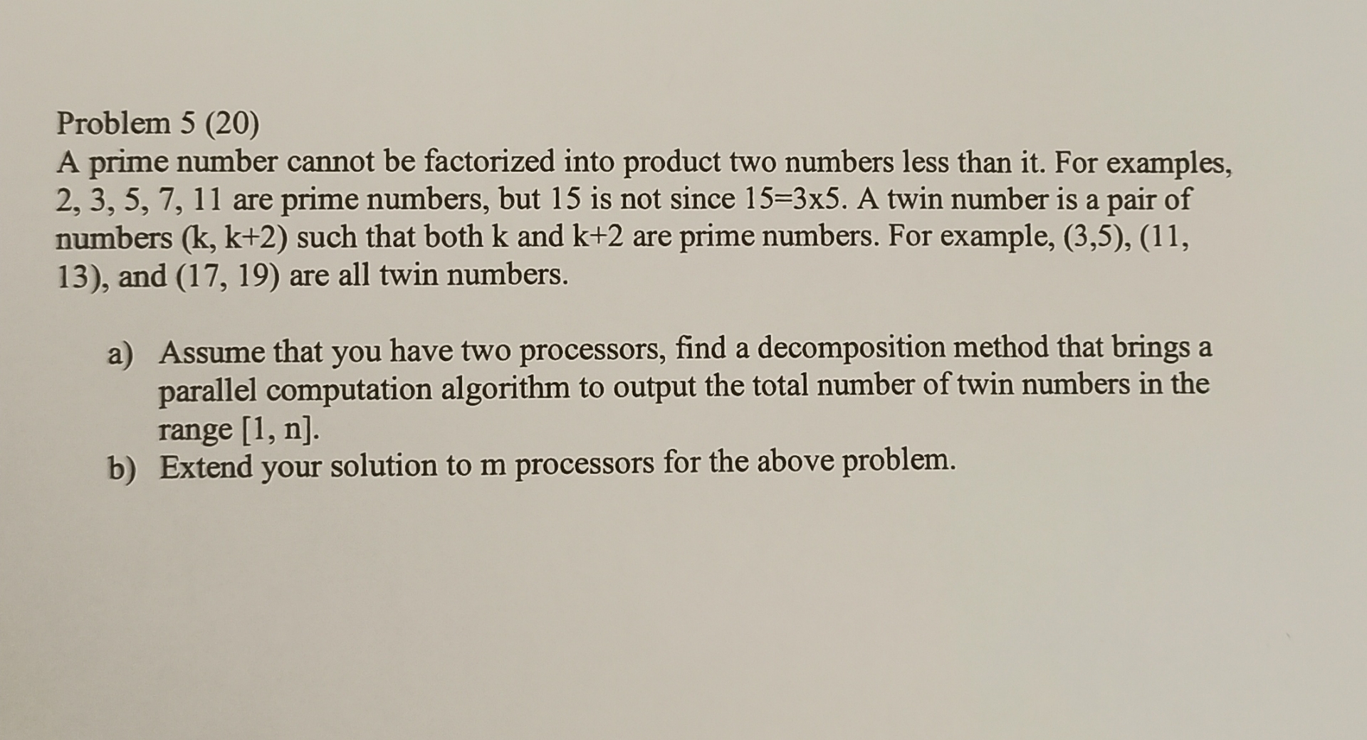 Solved Problem 5 (20)A prime number cannot be factorized | Chegg.com