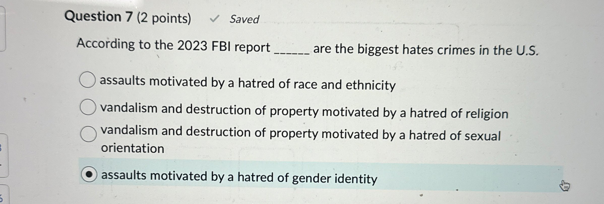 Solved Question 7 (2 ﻿points) ﻿SavedAccording to the 2023 | Chegg.com
