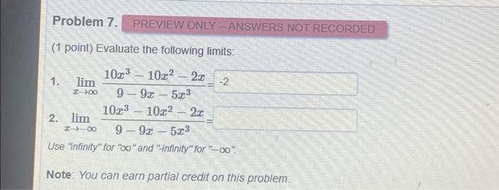 Solved Problem 7. PREVIEW ONLY -- ANSWERS NOT RECORDED (1 | Chegg.com