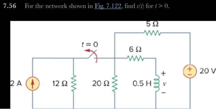 Solved 7.56 For the network shown in Fig. 7.122, find v(t) | Chegg.com