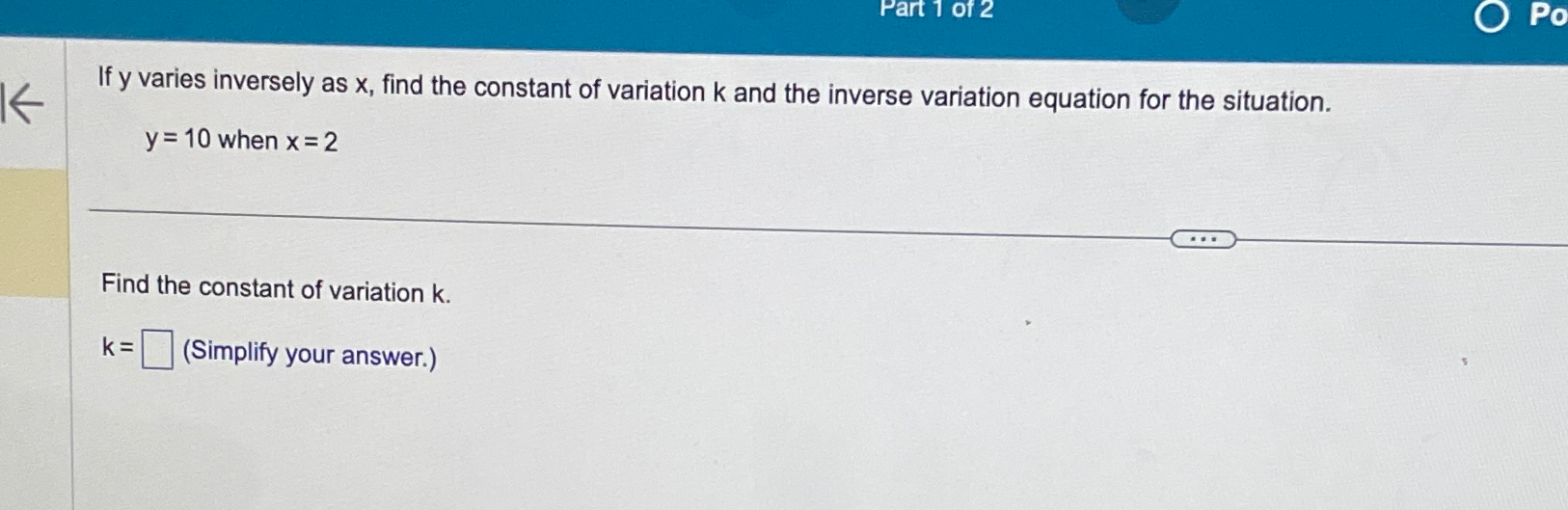 Solved If y ﻿varies inversely as x, ﻿find the constant of | Chegg.com