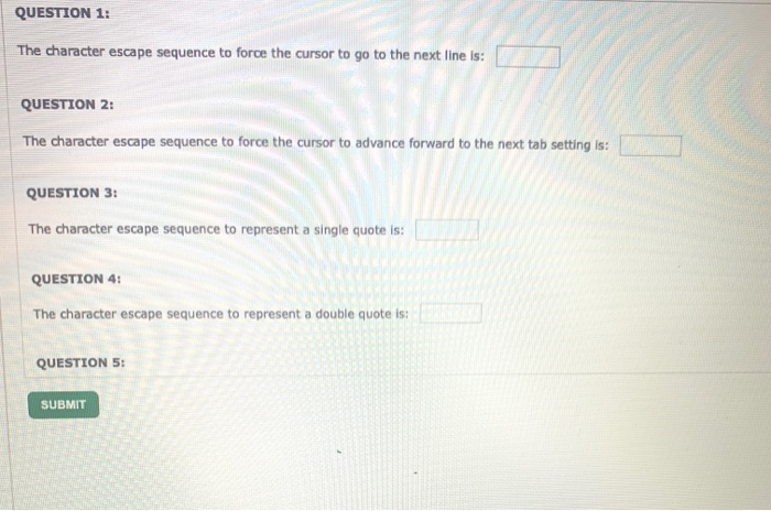 Solved ION 1 The Character Escape Sequence To Force Chegg