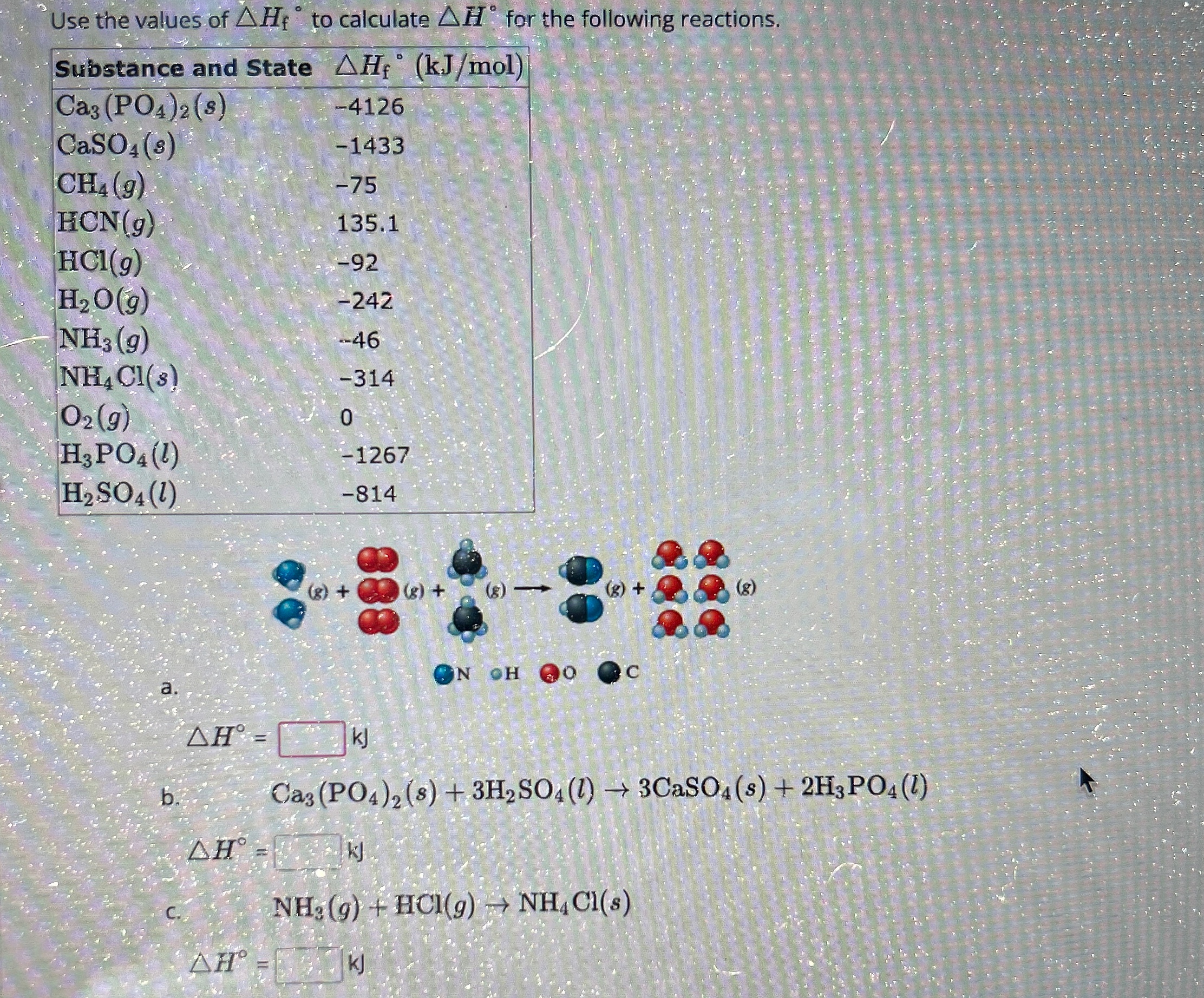 Solved Use the values of ????Hf° ﻿to calculate ????H° ﻿for | Chegg.com