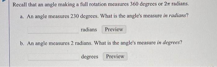 Solved Recall That An Angle Making A Full Rotation Measures