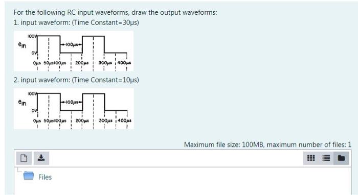 Solved For The Following Rc Input Waveforms Draw The Output